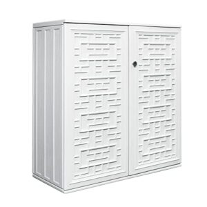 addok 60-gallon storage cabinet light weight resin indoor/outdoor storage unit for patio, garden, veranda with 1 laminate shelves (ivory white)