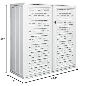 ADDOK 60-Gallon Storage Cabinet Light Weight Resin Indoor/Outdoor Storage Unit for Patio, Garden, Veranda with 1 Laminate Shelves (Ivory White)