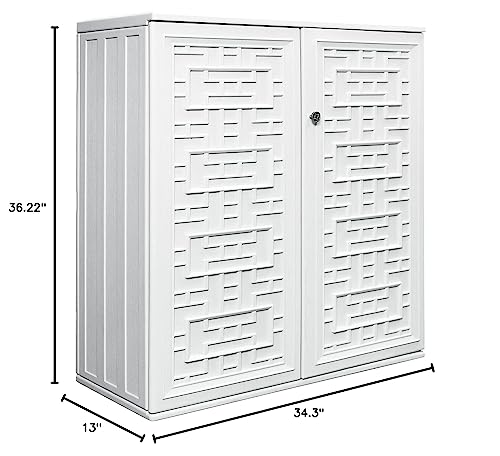 ADDOK 60-Gallon Storage Cabinet Light Weight Resin Indoor/Outdoor Storage Unit for Patio, Garden, Veranda with 1 Laminate Shelves (Ivory White)