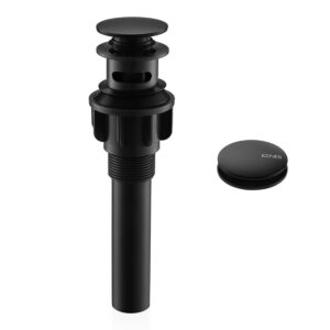 kenes pop up bathroom sink drain with overflow, matte black pop up drain stopper anti clog pop up drain stopper lavatory vanity vessel sink drain