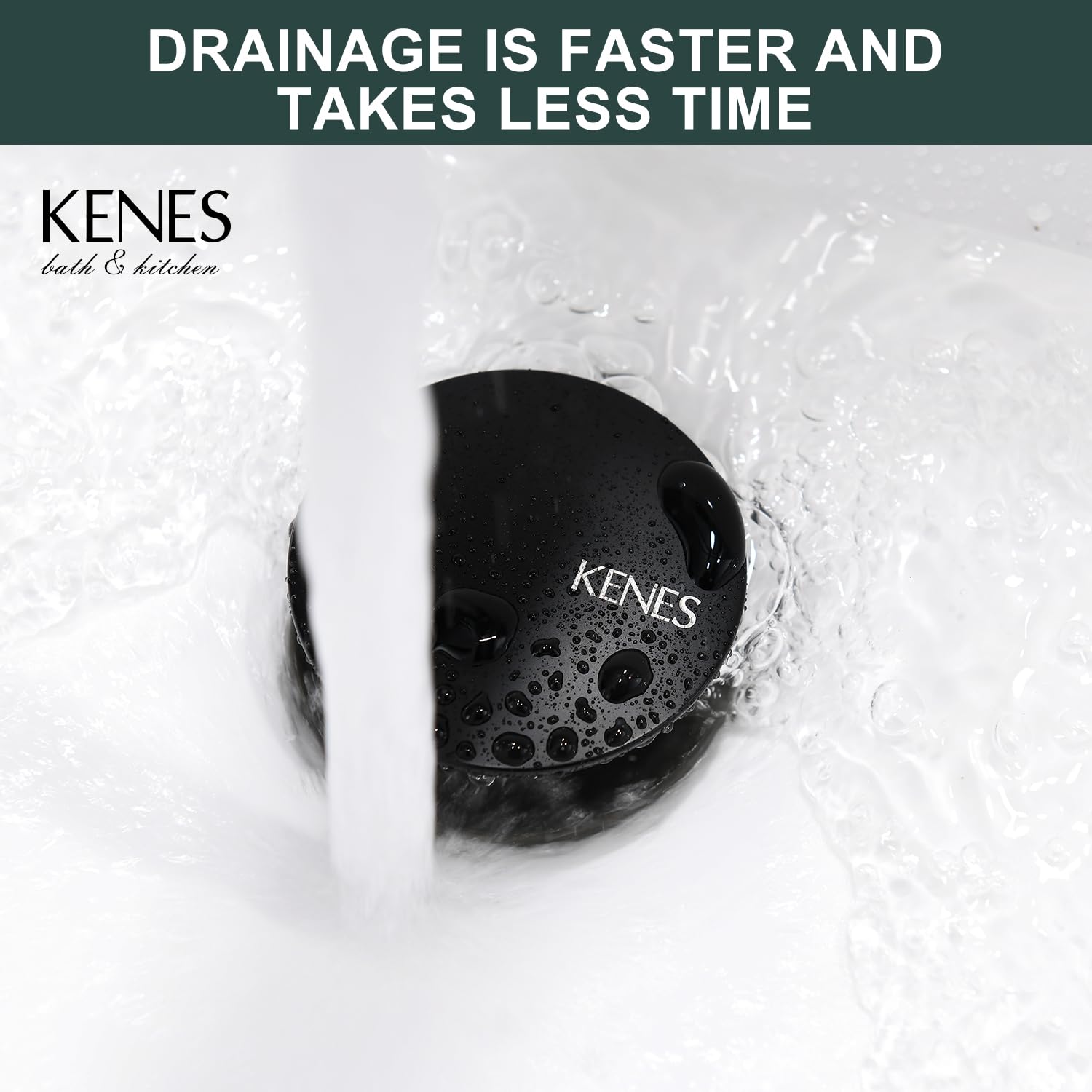 KENES Pop Up Bathroom Sink Drain with Overflow, Matte Black Pop Up Drain Stopper Anti Clog Pop Up Drain Stopper Lavatory Vanity Vessel Sink Drain