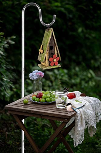 COCONUT 78 Inch Shepherds Hook for Bird Feeder, 5/8 Inch Width Heavy Duty Adjustable Outdoor Shepherd Hooks with 5-Prong Base for Lanterns Planting Hanger Weddings Decor, Silver