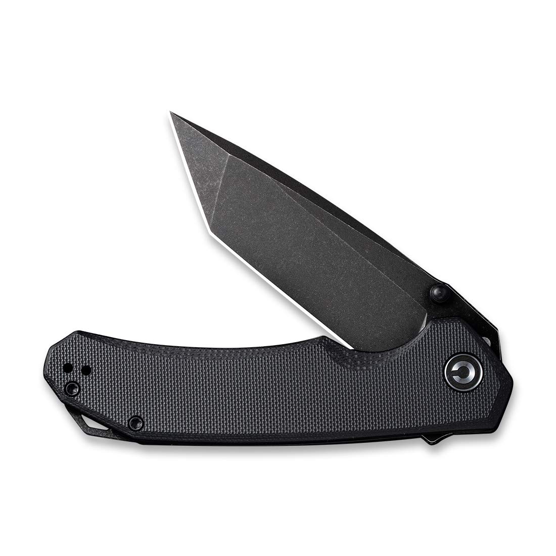 CIVIVI Brazen Folding Pocket Knife,3.5-Inch Tanto D2 Plain Blade,G-10 Outdoor Camping Hiking Knife with Thumb Studs and Flipper opener,Unique Tool Gift for EDC Men Women C2023C (Black)