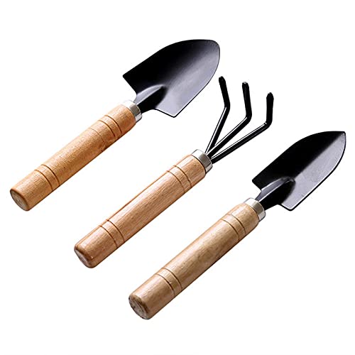 TPELKY Mini Garden Tools Set of 3 Mini Garden Tools Spade/Rake/Spade set of gardening tools