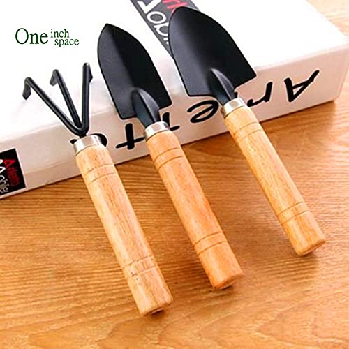 TPELKY Mini Garden Tools Set of 3 Mini Garden Tools Spade/Rake/Spade set of gardening tools