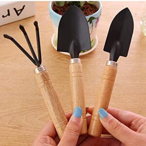 TPELKY Mini Garden Tools Set of 3 Mini Garden Tools Spade/Rake/Spade set of gardening tools