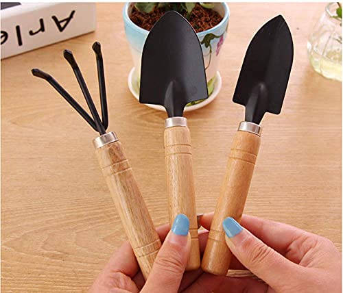 TPELKY Mini Garden Tools Set of 3 Mini Garden Tools Spade/Rake/Spade set of gardening tools