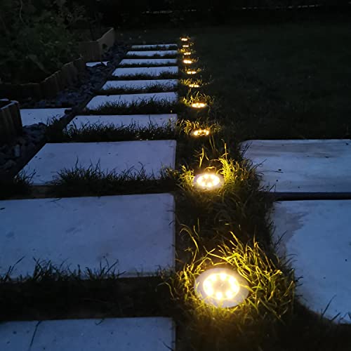 Yakalla Solar Outdoor Lights 12 Packs, Garden Solar Lights Outdoor Waterproof Solar Pathway Lights Bright In-Ground Lights Outdoor Lighting Decor, Garden Decorations.Warm White