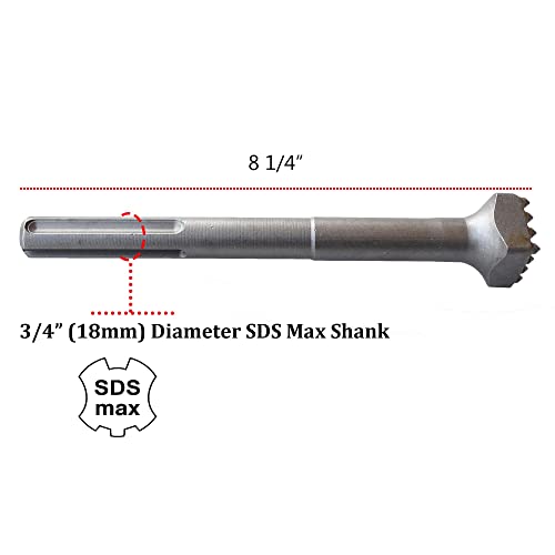 ACTINTOOL 8 1/4 in. SDS Max 16 Pins Concrete Repair Patch Prepare Bushing Head, 1 1/4 Inch Square Head Concrete Roughness Coating Remove Bushing Tool Bit for Demolition Hammer (Pack of 1)