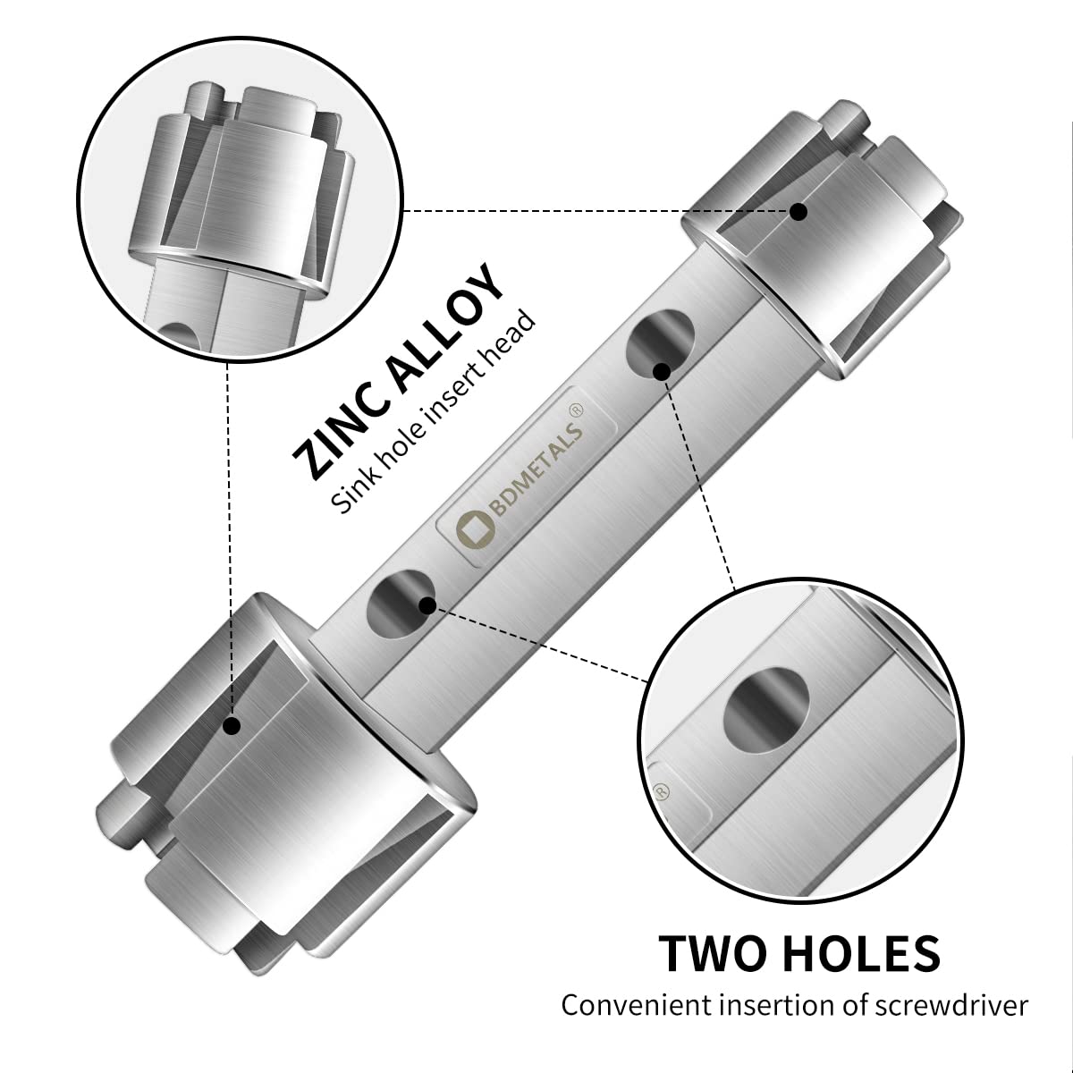 Bdmetals Tub Drain Remover Wrench-Die-Cast Aluminum Tub Drain Tool Wrench for Bathroom and Bathhouse