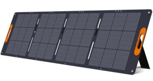 allwei 200w portable solar panel for 1200/2000w power station solar generator, foldable 3-in-1 outputs(m20/xt60/anderson), 18v solar charger with adjustable kickstand for camping fishing home black