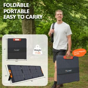 ALLWEI 200W Portable Solar Panel for 1200/2000W Power Station Solar Generator, Foldable 3-in-1 Outputs(M20/XT60/Anderson), 18V Solar Charger with Adjustable Kickstand for Camping Fishing Home Black