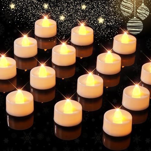 BEICHI Flameless TeaLights Candles with Timer,6 Hours On and 18 Hours Off in 24 Hours Cycle Automatically,Pack of 12 Battery Operated LED Tea Lights Flickering Votive Candles Timer Warm Yellow Light