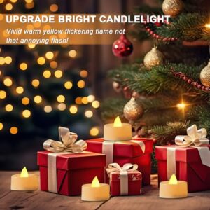 BEICHI Flameless TeaLights Candles with Timer,6 Hours On and 18 Hours Off in 24 Hours Cycle Automatically,Pack of 12 Battery Operated LED Tea Lights Flickering Votive Candles Timer Warm Yellow Light