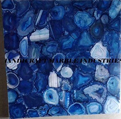 21" Inch Agate Square Table, Natural Agate Table, Square Coffee Table, Blue Agate Table, Square Agate Stone Table