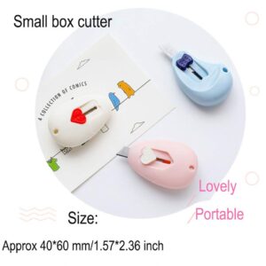 AKOAK 4 Pcs Mini Carry-on Small Box Cutter Durable Paper Cutting Small Knife Cute Sharp Envelope Opening Knife Retractable Utility Knife Suitable for Office and Home Use（random color）