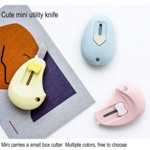 AKOAK 4 Pcs Mini Carry-on Small Box Cutter Durable Paper Cutting Small Knife Cute Sharp Envelope Opening Knife Retractable Utility Knife Suitable for Office and Home Use（random color）