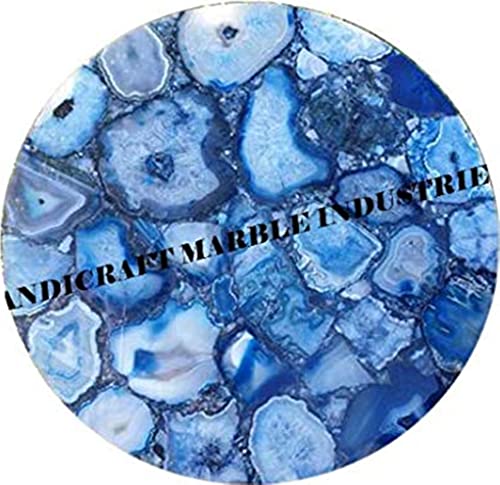 Blue Agate Stone Round Side Table Top, Blue Agate Stone Round Corner Table Top, Patio Table Top, Kitchen Table Top, Hallway Table Top, Living Room Table Top, Piece Of Conversation, Family HeirLoom