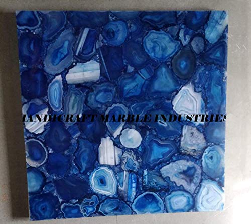 18" Inch Agate Square Table, Natural Agate Table, Square Coffee Table, Blue Agate Table, Square Agate Stone Table