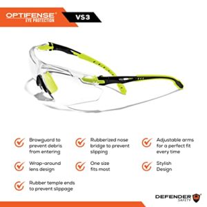 OPTIFENSE™ VS3 Anti Fog, Premium CLEAR/TINTED Safety Glasses, ANSI Z87+, (Orange Frame, Clear Lens)