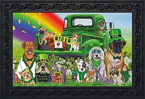 Briarwood Lane Lucky Pups St Patricks Day Door Mat - 30" x 18" - St Patricks Day Door Mat Outdoor - St Patricks Door Mat Door Mat Inserts St Patricks Day Outdoor Mat