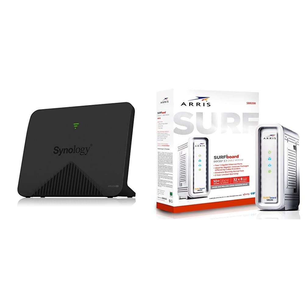 Synology MR2200ac Mesh Wi-Fi Router & Arris Surfboard SB8200 DOCSIS 3.1 Gigabit Cable Modem, Approved for Cox, Xfinity, Spectrum & Others