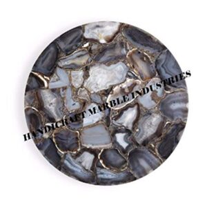 Natural Brown Agate Stone Round 15" x 15" Inch Side & Corner Table Top, Natural Brown Agate Stone Round Coffee & Centre Table Top, White Brown Stone Round Dining Table Top, Agate - Gem Stone Furniture