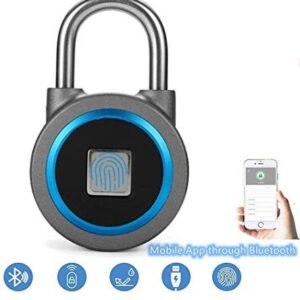 Smart Fingerprint Lock, Bluetooth Padlock, Keyless Biometric Lock, Waterproof, USB Rechargeable, Portable, Gym Locker, Door,Bike Shed, Outdoor