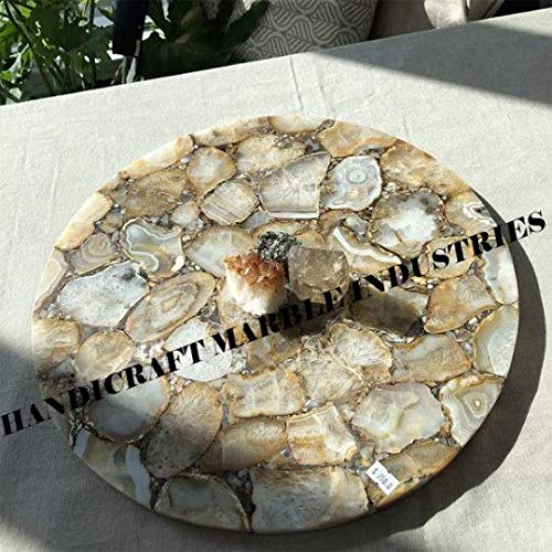 Valentine's Day Gift 18" Agate Table, round coffee table Wild Agate Coffee Table Top, Stone Coffee Table, Agate Kitchen Table Top, Round Agate Coffee Table Natural Agate