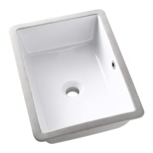 18 Inch Undermount Bathroom Sink Small Rectangle Undermount Sink White Ceramic Under Counter Bathroom Sink with Overflow (18.3"x13.8")