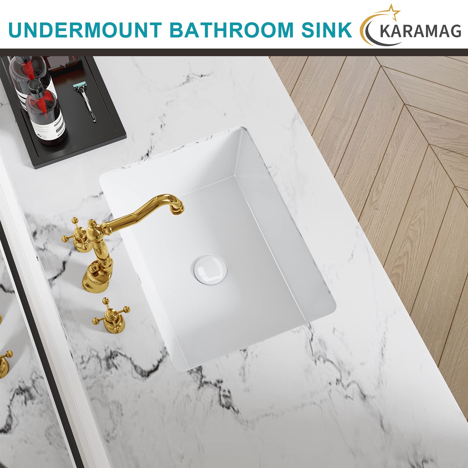 18 Inch Undermount Bathroom Sink Small Rectangle Undermount Sink White Ceramic Under Counter Bathroom Sink with Overflow (18.3"x13.8")