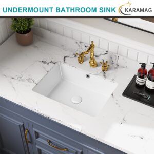 18 Inch Undermount Bathroom Sink Small Rectangle Undermount Sink White Ceramic Under Counter Bathroom Sink with Overflow (18.3"x13.8")