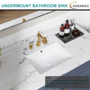 18 Inch Undermount Bathroom Sink Small Rectangle Undermount Sink White Ceramic Under Counter Bathroom Sink with Overflow (18.3"x13.8")