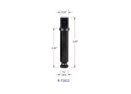 Rauckman Utility Product Impact Adapter - 1/2" Square Extension, 7/16" Hex Size - For 1/2" Drive Impact Sockets & Socket Sets - Built Tough With High Strength Alloy Steel