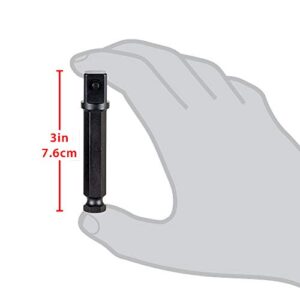 Rauckman Utility Product Impact Adapter - 1/2" Square Extension, 7/16" Hex Size - For 1/2" Drive Impact Sockets & Socket Sets - Built Tough With High Strength Alloy Steel