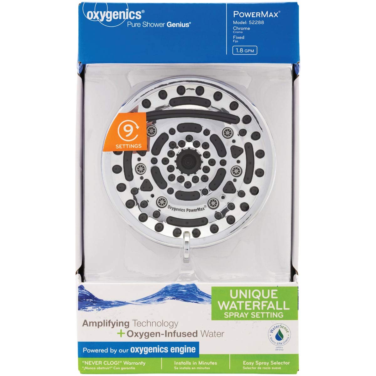 Oxygenics Powermax Fixed Chrome Shower Head Model 52288