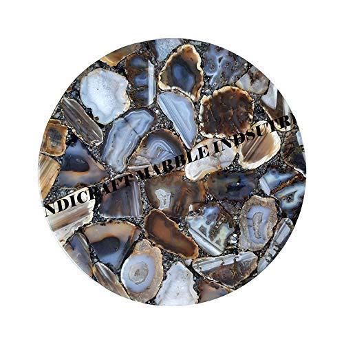 Agate Coffee Table 36", Agate Table Top, Agate Coffee Table, Agate Side Table, Round Table, Stone Table. Grey Agate Geode Table