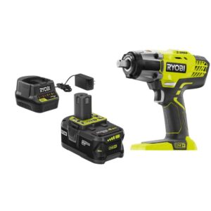 ryobi p261k 18v cordless 3-speed 1/2 in. impact wrench kit with (1) 4 ah battery, charger and bag