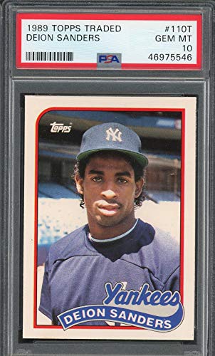 Deion Sanders 1989 Topps Traded Baseball Rookie Card RC #110T Graded PSA 10 GEM MINT