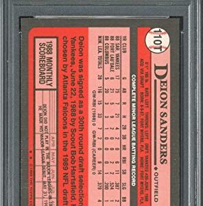 Deion Sanders 1989 Topps Traded Baseball Rookie Card RC #110T Graded PSA 10 GEM MINT