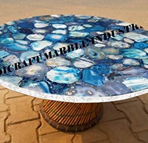 36" Inch Blue Agate Round Coffee Table, Agate Dinning Table, Stone Coffee Table, Agate Table Top, Agate Coffee Table, Agate Side Table Home Decor