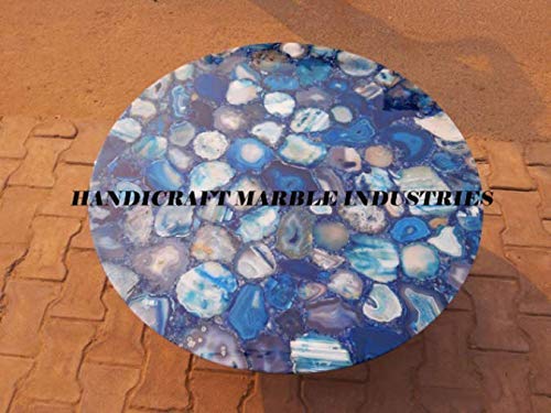 36" Inch Blue Agate Round Coffee Table, Agate Dinning Table, Stone Coffee Table, Agate Table Top, Agate Coffee Table, Agate Side Table Home Decor