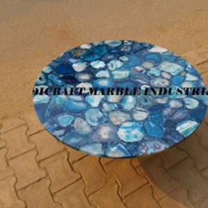 36" Inch Blue Agate Round Coffee Table, Agate Dinning Table, Stone Coffee Table, Agate Table Top, Agate Coffee Table, Agate Side Table Home Decor