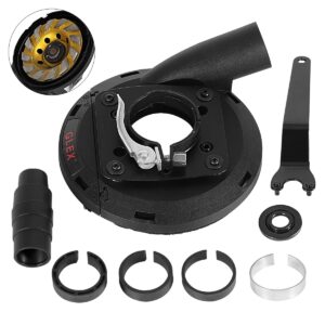 glex angle grinder dust shroud 4/4.5/5 inch universal surface grinder dust shroud (125mm) rugged one-piece iron collet,grinder vacuum attachment black