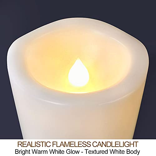 HOME MOST Pack of 2 White LED Candles Outdoor 3x8 - Unscented IP65 Waterproof Battery Powered Flameless LED Pillar Candles with Remote and Timer - Battery Operated Flameless Candles Flickering