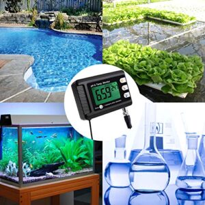 2 in 1 Temperature pH Monitor Meter Tester Sensor Test Kit 0~14 pH Automatic Calibration BNC Electrode Probe for Hydroponic ph Aquarium Meter Water Lab Food Drinking Water pH of Saltwater/Seawater