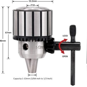 KingTool 4 Pcs Drill Chuck Set - 1/2-Inch Drill Chuck with Chuck Key with #1 (JT33-MT1) and #2 (JT33-MT2) Morse Taper Arbor