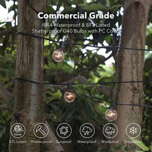 HBN 50ft Outdoor String Lights RGBW Remote Control Outdoor String Lights Multicolor, with 27 LED G40 Bulbs (2 Spare) Shatterproof & Dimmable, IP44 Waterproof & Extendable, Remote Included, 80 Lumens