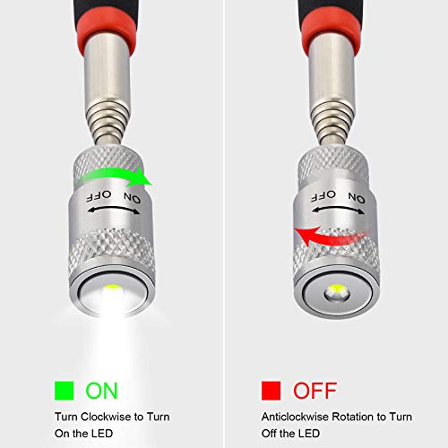 Magnetic Pick Up Tool, Telescoping Pickup Tool with LED Light, Magnetic Retrieval Tool for Hard to Reach Places, Magnet Sticks, 8LB, Gifts For Men, Dad, Handyman, Husband