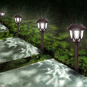 solar lights outdoor decorative - 10 pack of solar pathway lights - suitable for outdoor solar lights pathway, waterproof solar powered garden yard lights for walkway sidewalk driveway